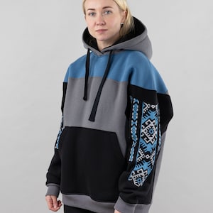 Ukrainian Hoodie With Embroidery in Blue Color, Women Hoodies, Ukraine ...