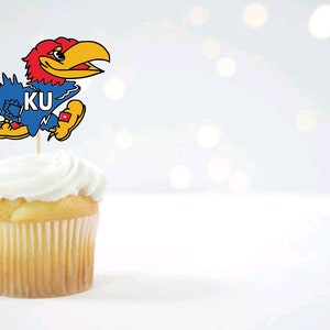 KU Jayhawk Cupcake Toppers: Kansas University Graduation Party - Etsy