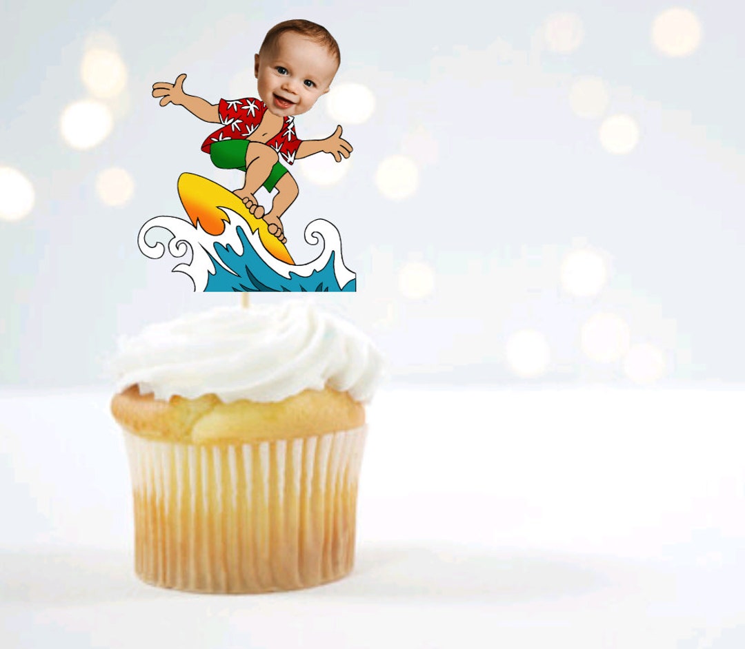 Custom Photo Surfer Cupcake Toppers: Personalized Party Decor - Etsy
