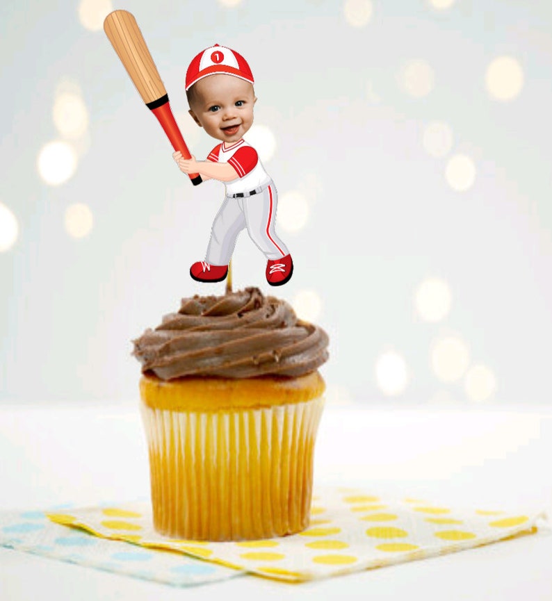 Custom Photo Baseball Cupcake Toppers: Personalized Party Decor - Etsy