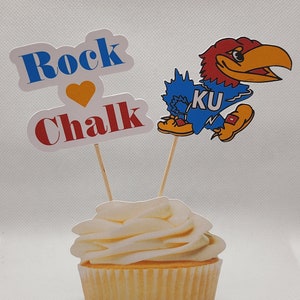 KU Jayhawk Cupcake Toppers: Kansas University Graduation Party - Etsy