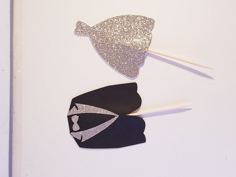 Wedding Dress and Tuxedo Cupcake Toppers or Appetizer Picks. Set of 12 ...