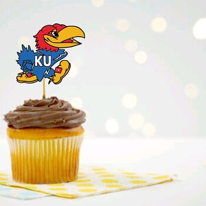 KU Jayhawk Cupcake Toppers: Kansas University Graduation Party - Etsy