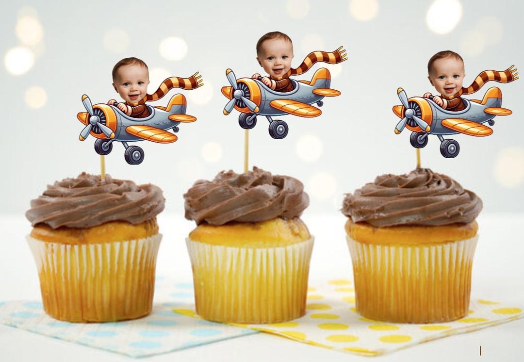 Personalized Pilot Cupcake Toppers, Pilot Face Cupcake Toppers, Custom ...