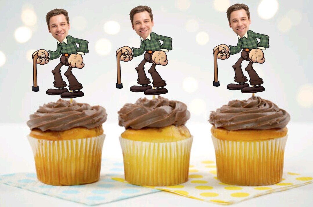 Custom Old Man Cupcake Topper, Birthday Cupcake Topper, Personalized ...