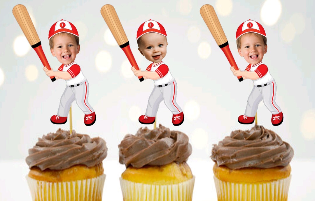 Custom Photo Baseball Cupcake Toppers: Personalized Party Decor - Etsy