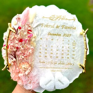 Handmade Calendar Frame Resin Tray Customized Engagement Nikah Ring ...