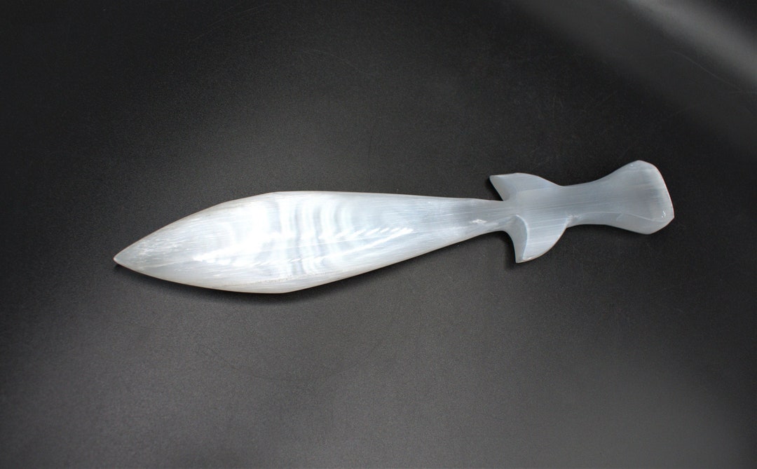 Selenite Sword 30cm/12, Selenite Dagger, Selenite Athame, Selenite Crystal, Crystal Sword, Satin ...