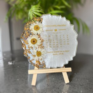 Personalised Resin Gold and White Flower Calendar Frame Handmade ...