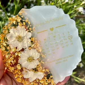Personalised Resin Gold and White Flower Calendar Frame Handmade ...