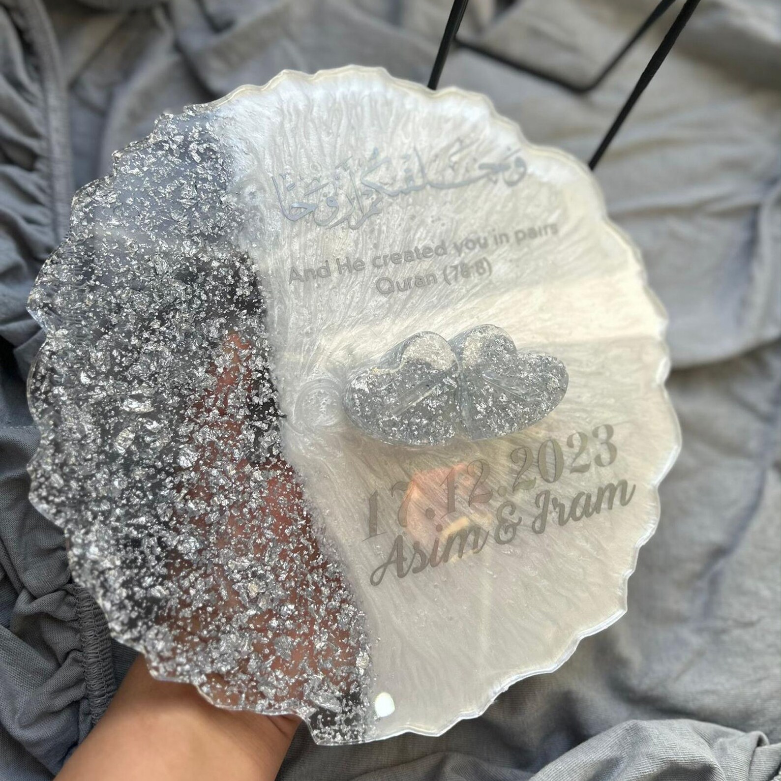 Handmade Calendar Frame Resin Tray Customized Engagement Nikah Ring ...