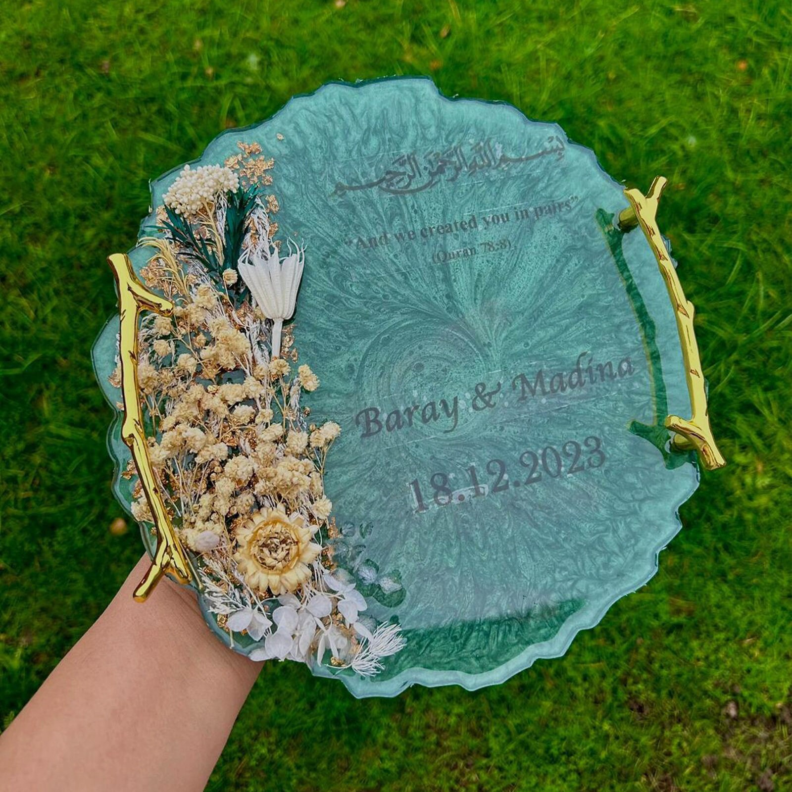 Handmade Calendar Frame Resin Tray Customized Engagement Nikah Ring ...