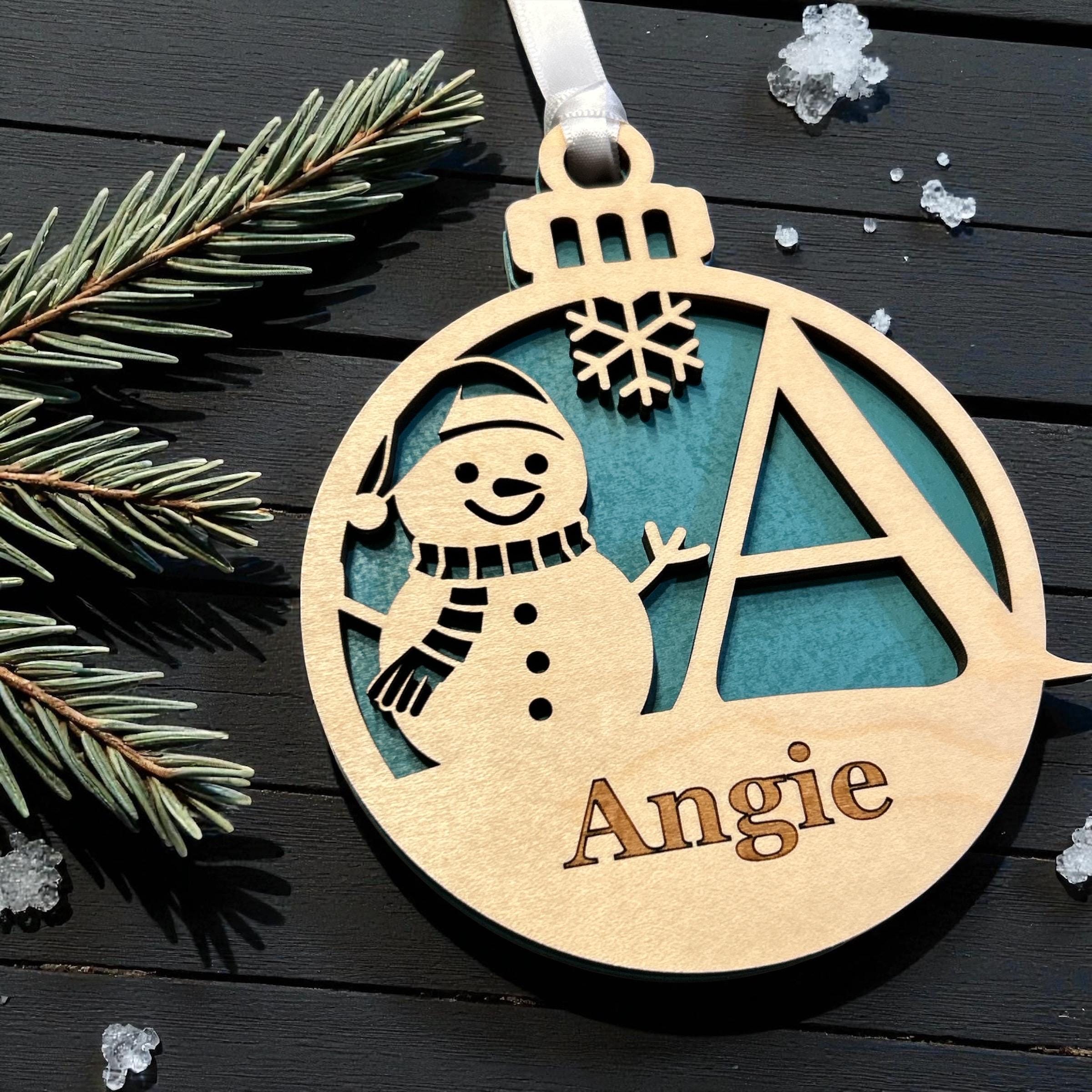 Personalized Snowman Christmas Ornament – Custom Name & Initial Holiday ...