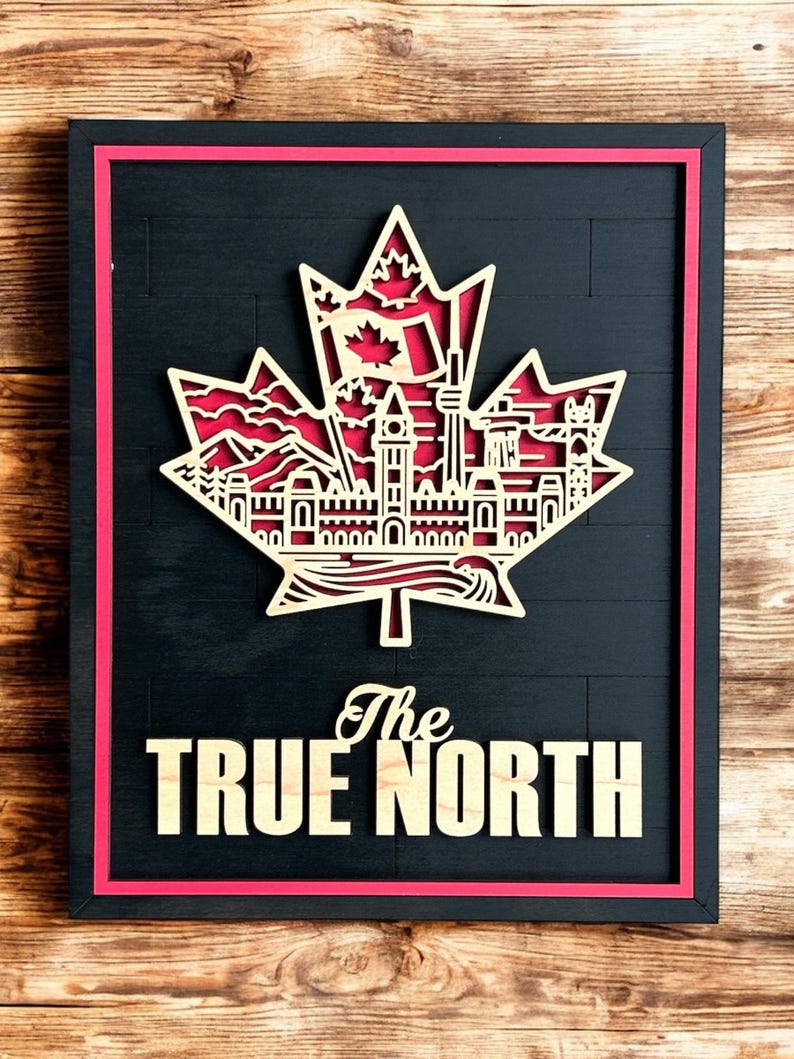 Canada True North Wooden Sign: Maple Leaf Home Decor - Etsy