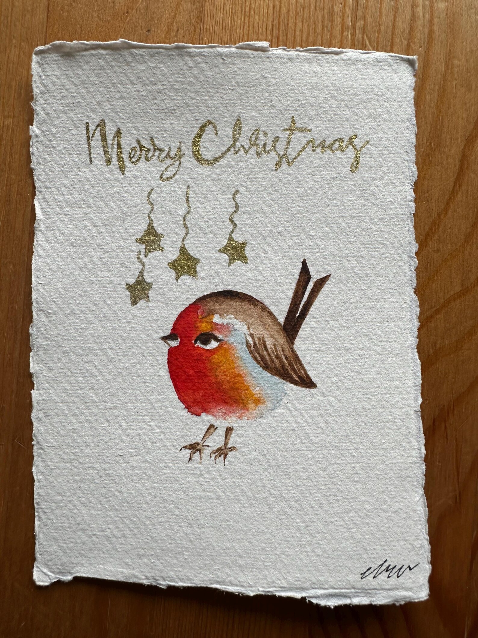 Handmade Robin Christmas Card | Original Watercolor Art - Etsy