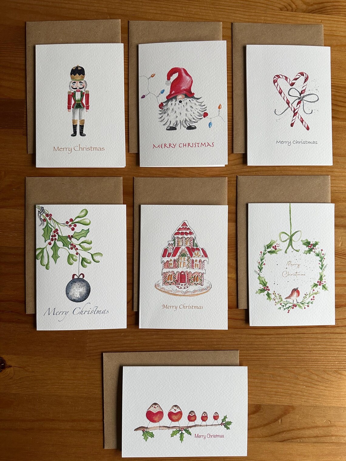 Hand Painted Personalised Custom Christmas Card, Christmas Wreath Card ...