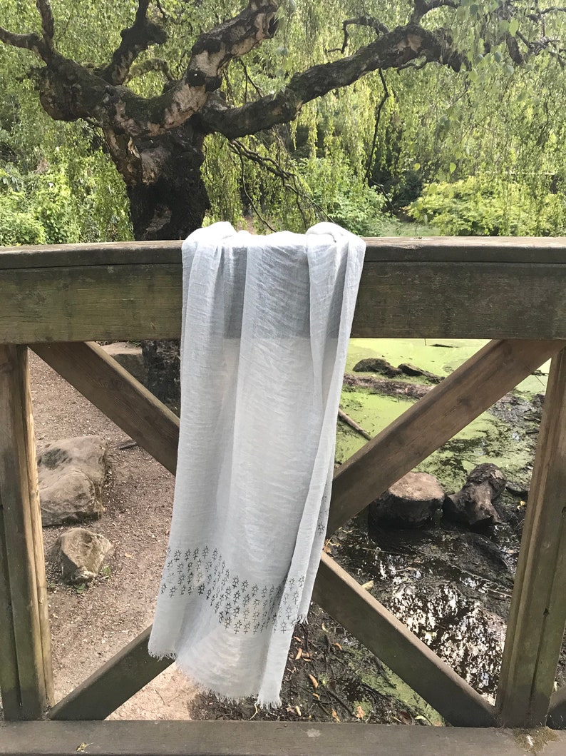 Hand-made, Block Printed Scarf in Minimal Design Lightweight and Soft ...