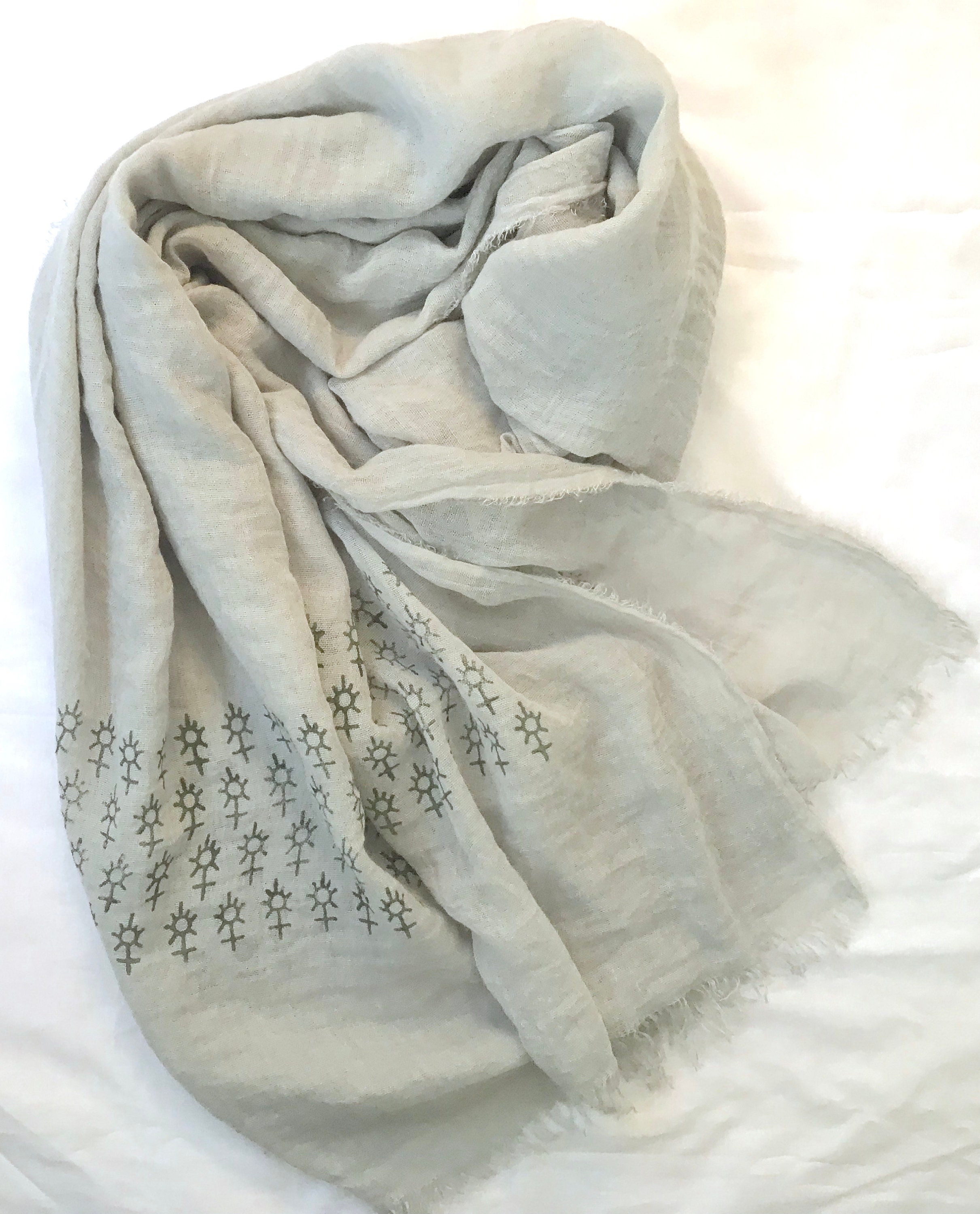 Hand-made, Block Printed Scarf in Minimal Design Lightweight and Soft ...