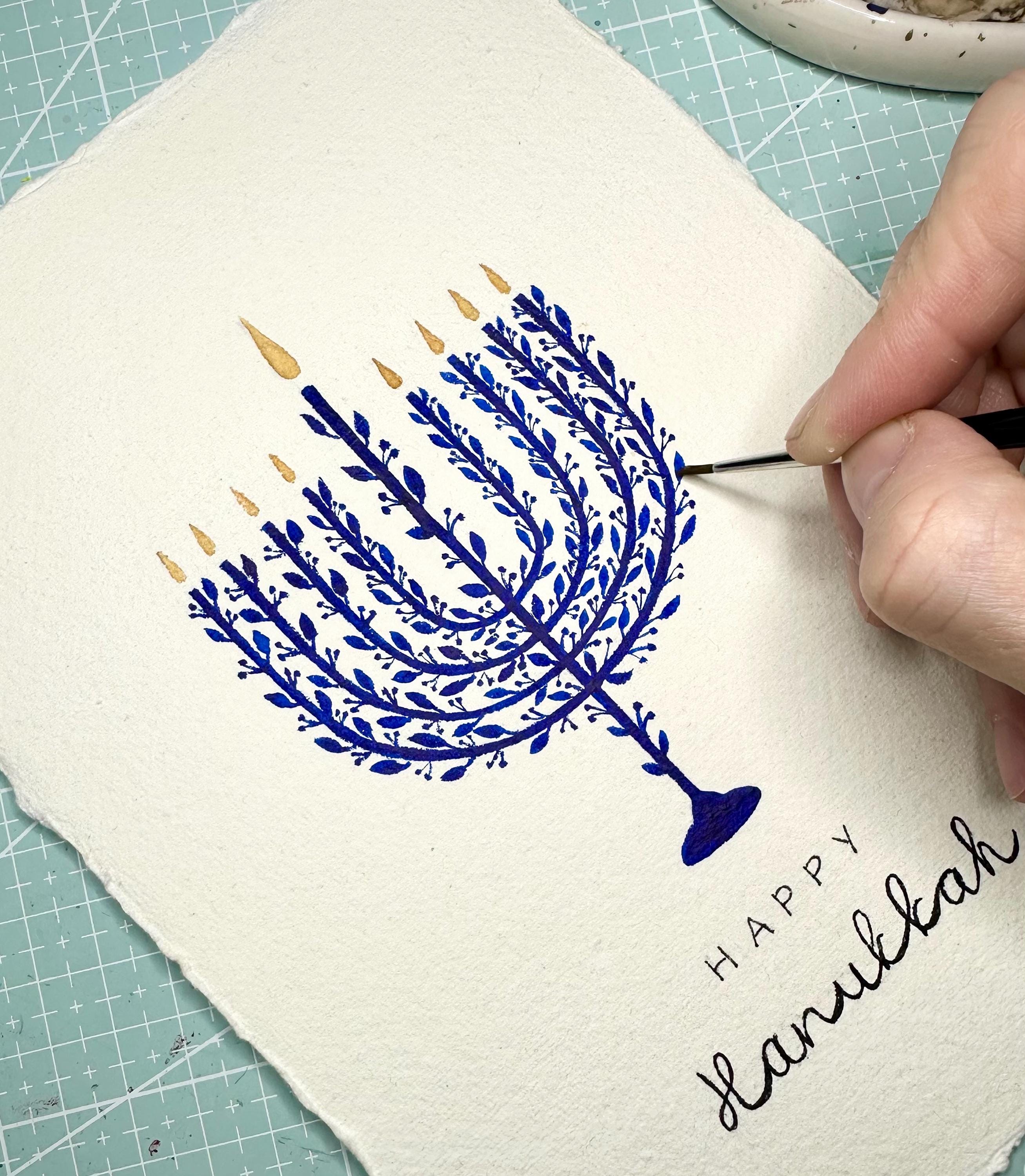 Hanukkah Greeting Card, Happy Hanukkah Hand Crafted, Menorah Design, A5 ...