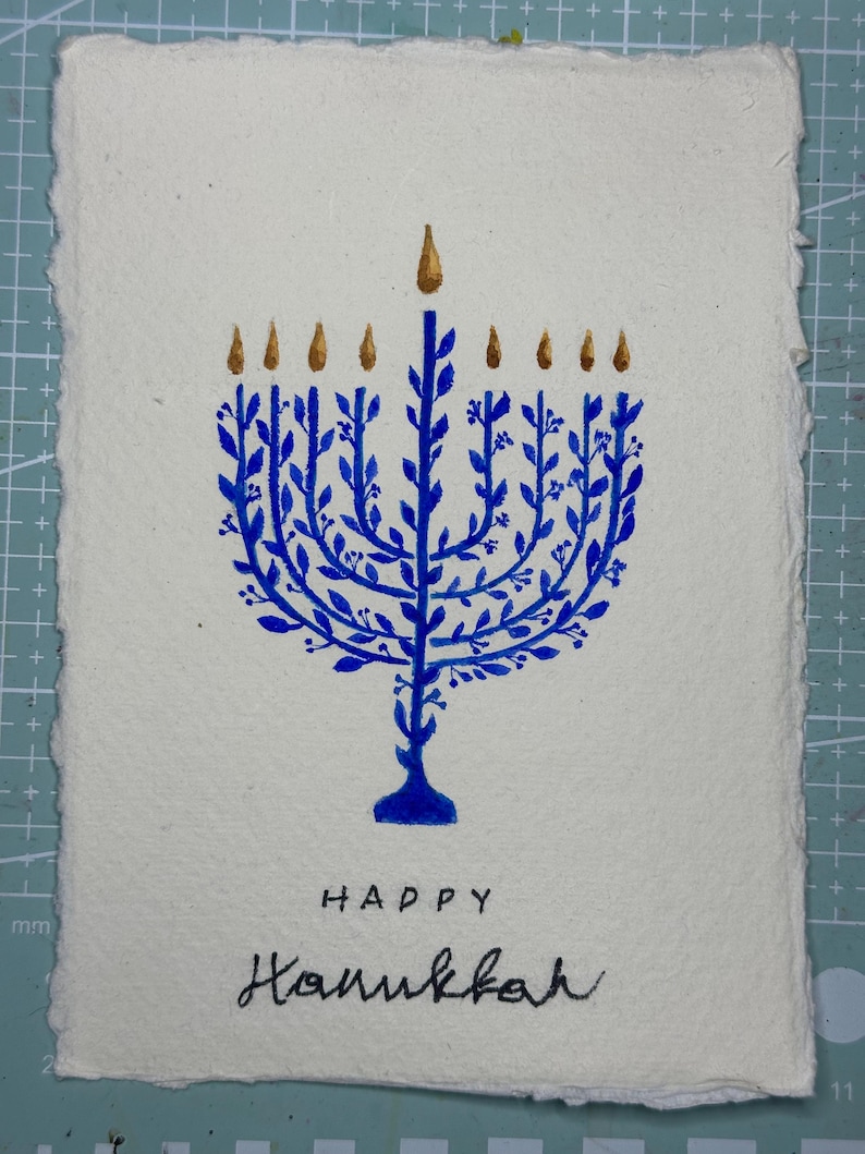 Hand-painted Hanukkah Card, Menorah Design, A5/A6 Blank Card - Etsy