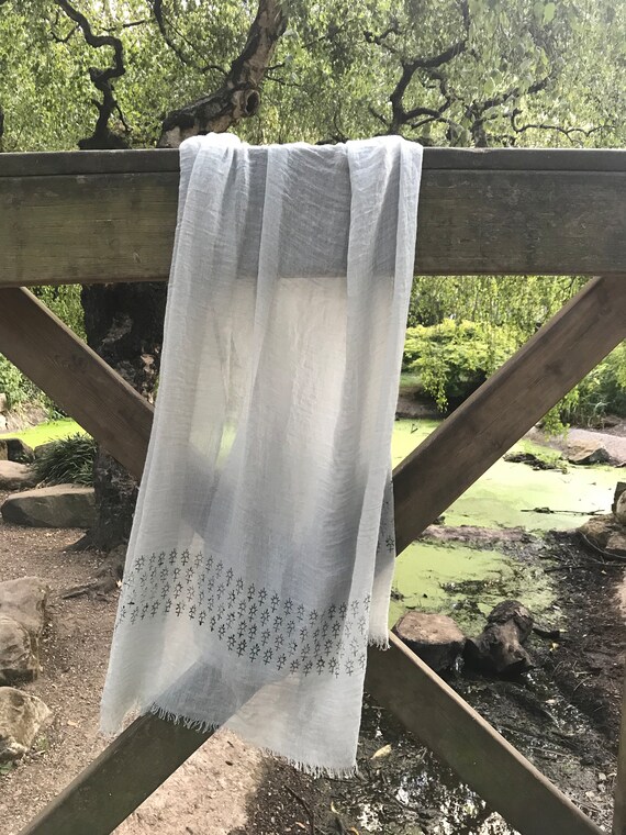 Hand-made Block Printed Scarf in Minimal Design Lightweight - Etsy