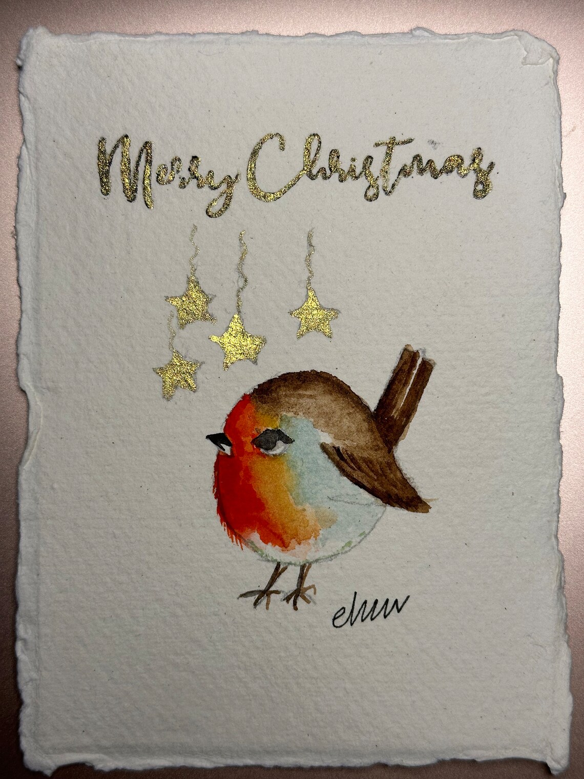 Handmade Robin Christmas Card | Original Watercolor Art - Etsy