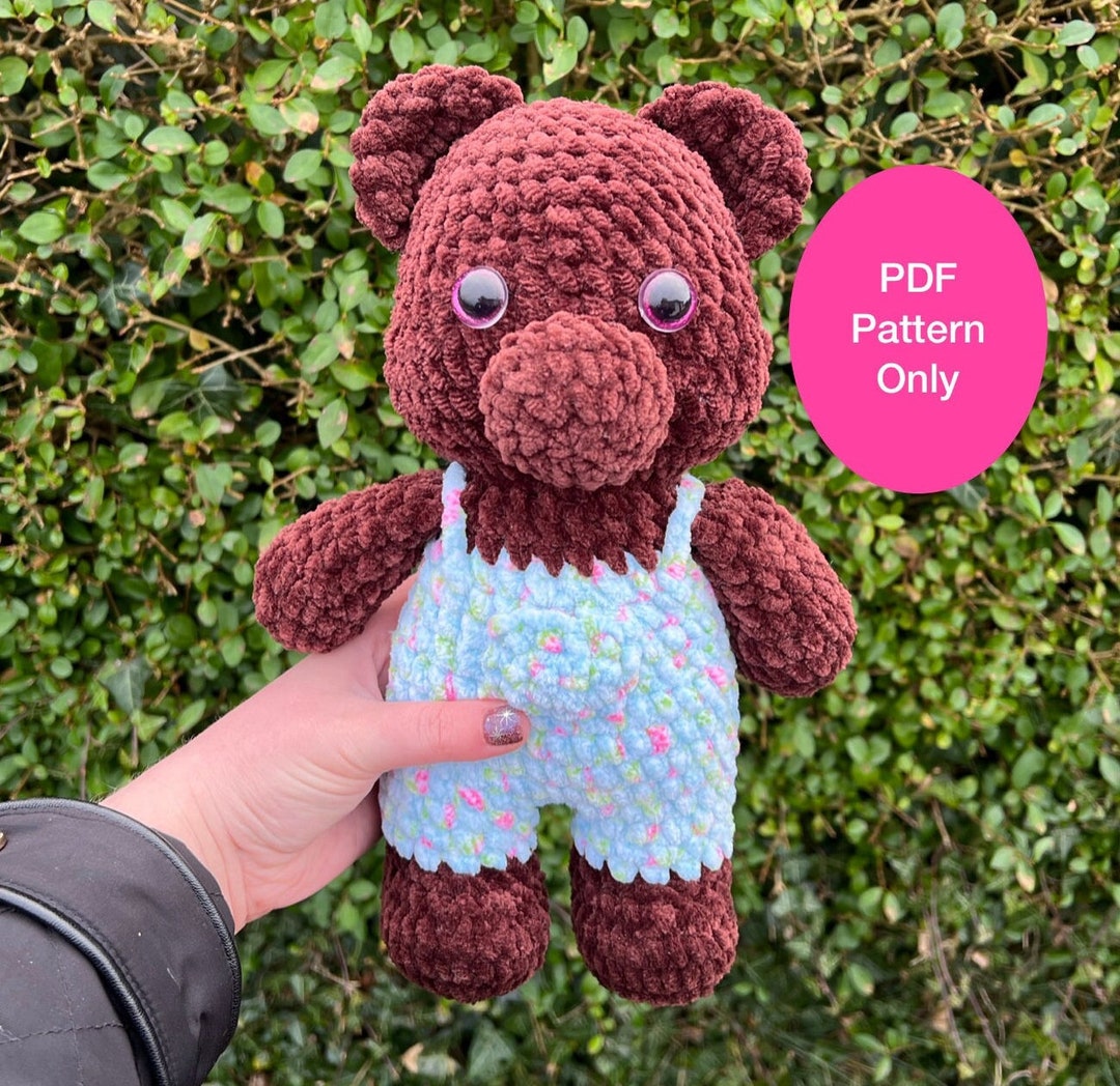 PATTERN ONLY. Crochet Chubby Cheek Teddy Bear With Dungarees. Low Sew ...