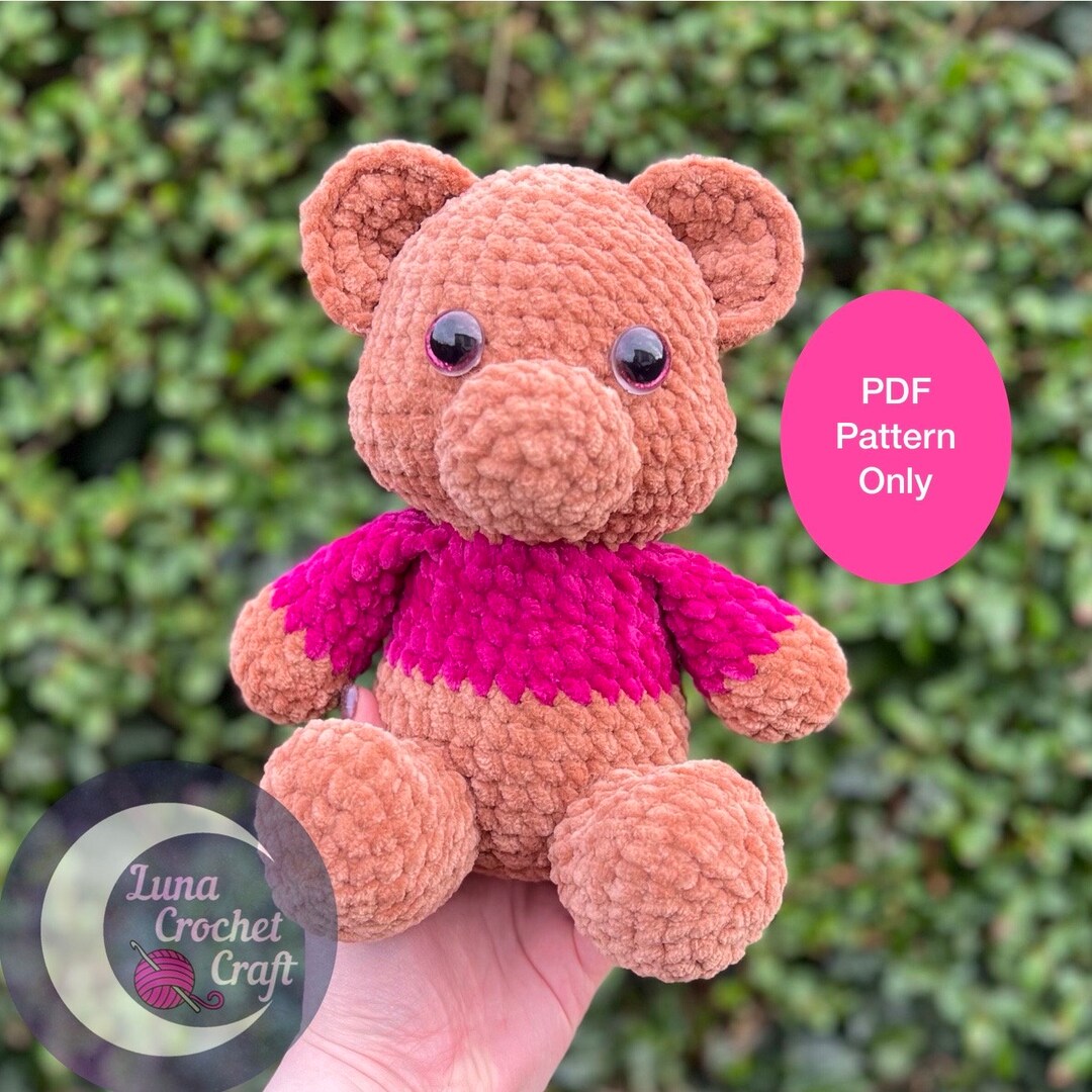 PATTERN ONLY. Crochet Chubby Cheek Sitting Teddy Bear. Low Sew Crochet ...