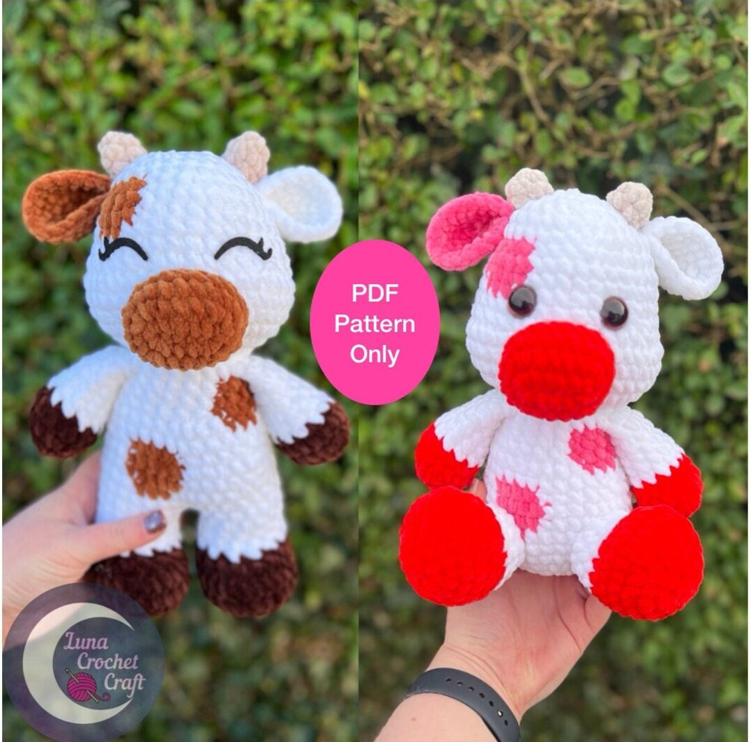 PATTERN ONLY. Crochet Chubby Cheek Cows. Sitting and Standing Body. Low ...
