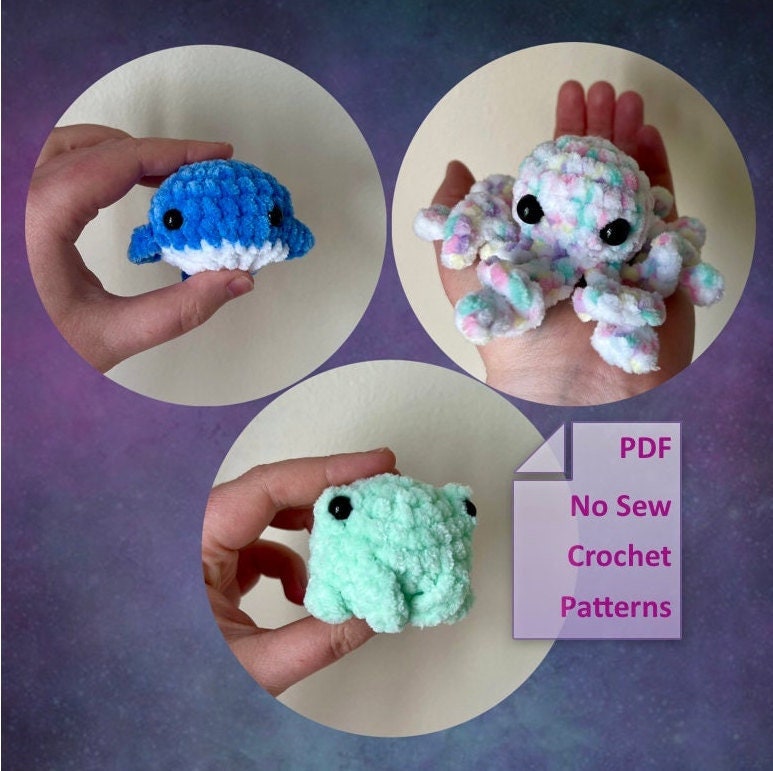 PATTERN ONLY. Crochet No Sew Patterns Frog Whale Octopus. - Etsy