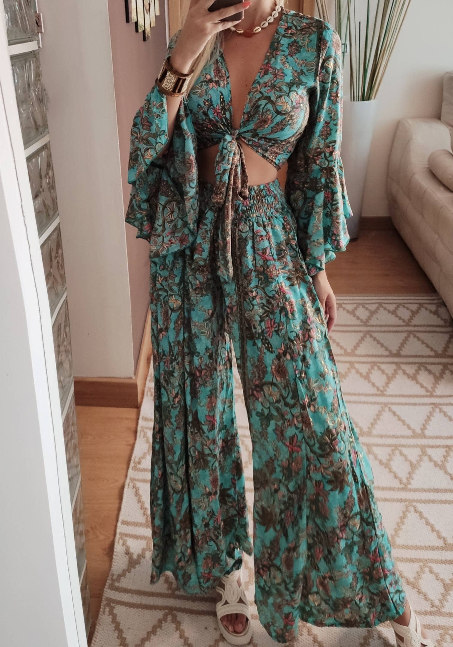 Conjunto de seda silk set pantalón palazzo de seda palazl | Etsy