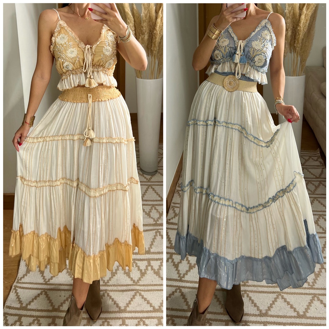 Boho Dress Women, Two Piece Set, Boho Set, Jupe Boho, Top Boho Boho ...