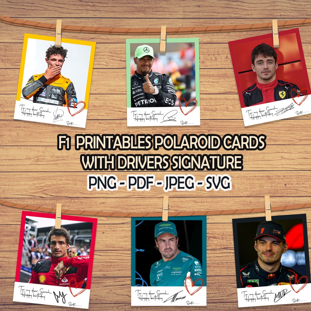 Formula One F1 Drivers Polaroid Birthday Cards Signed by Charles ...