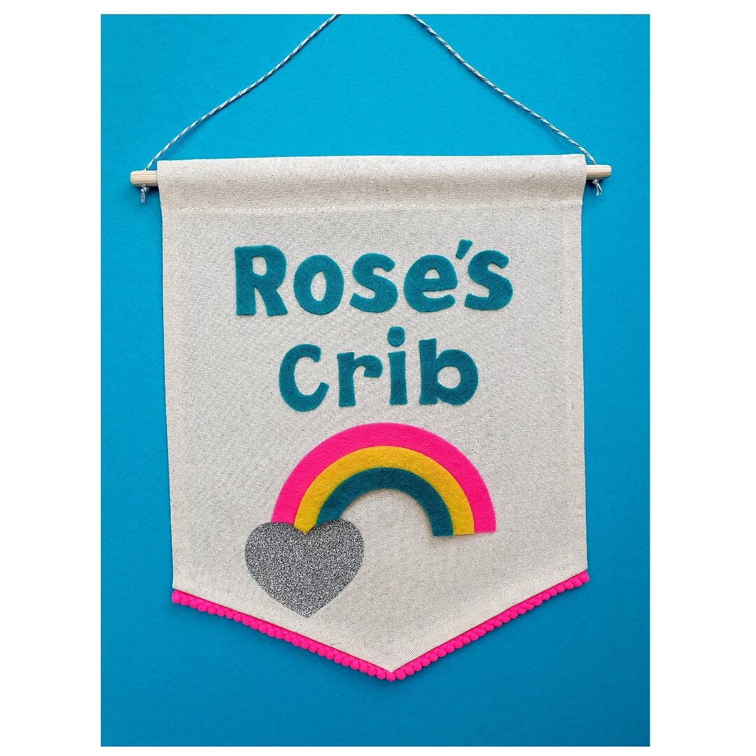 Nursey Banner Crib Door Customised Sign Personalised Flag - Etsy