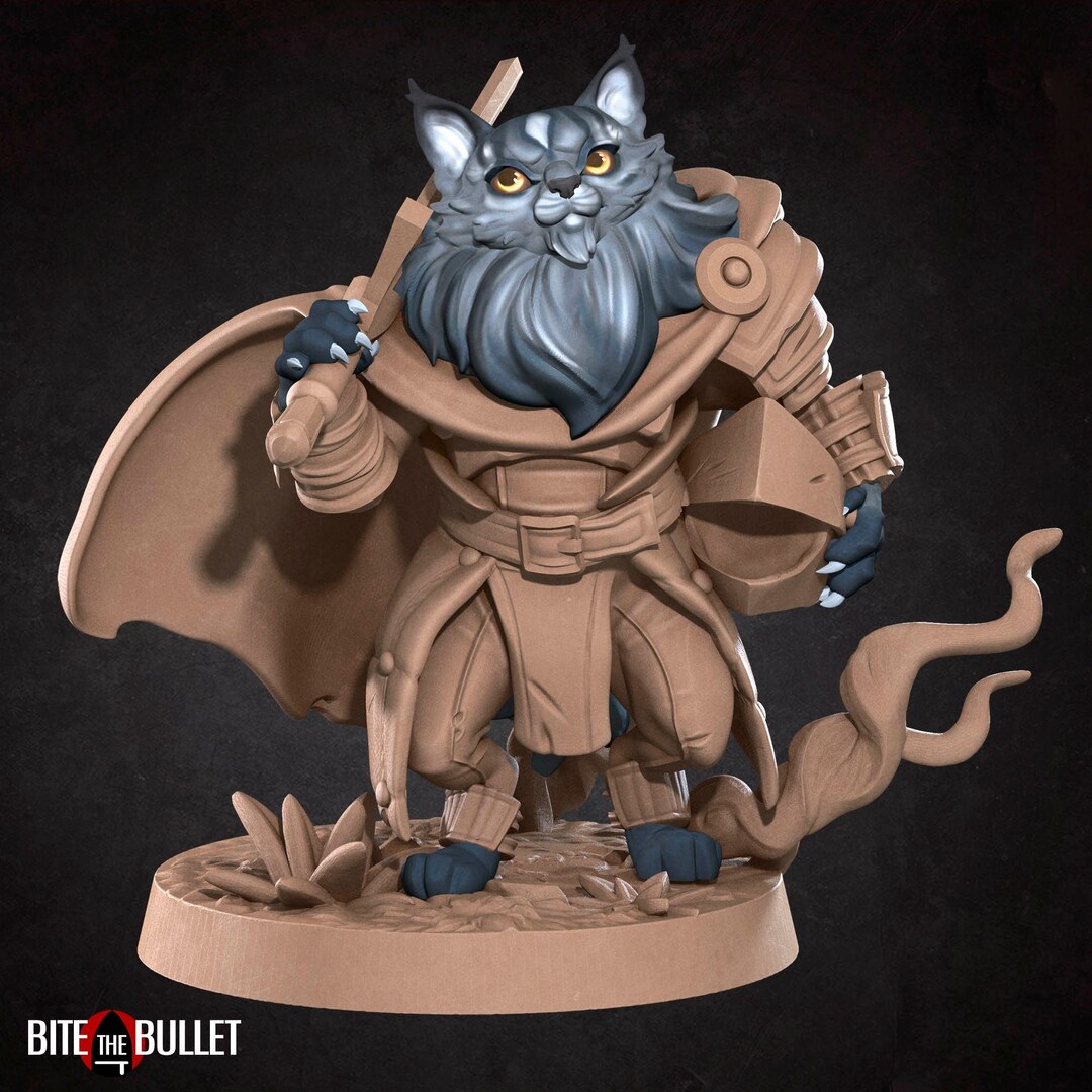 Cat Warrior Bite the Bullet RPG Miniature in Resin - Etsy