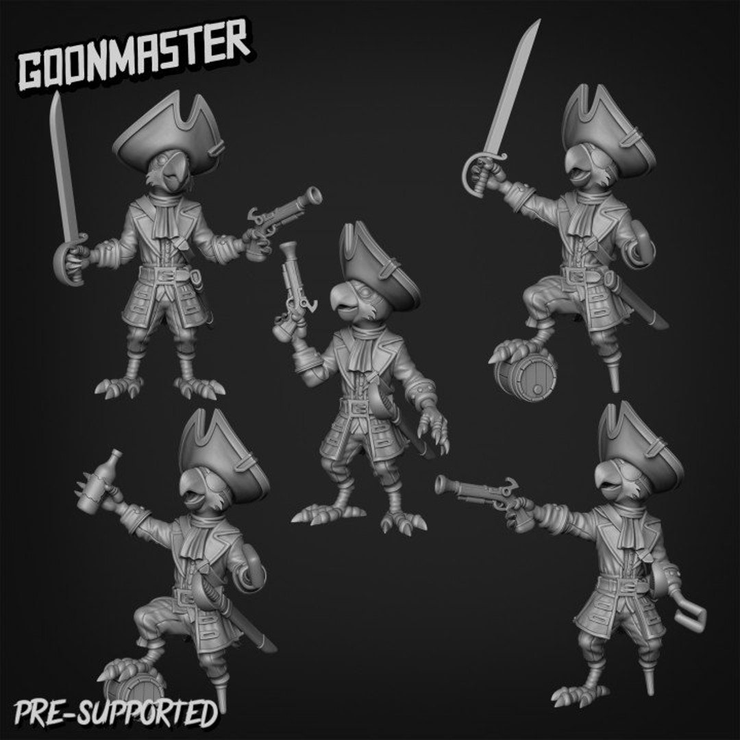 Parrot Pirates 5 Poses Goon Master RPG Miniature in Resin - Etsy