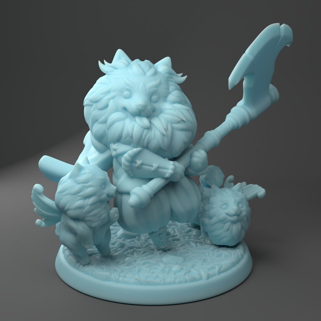 Beau, the Pomeranian Swarm Ranger Twin Goddess RPG Miniature in Resin ...