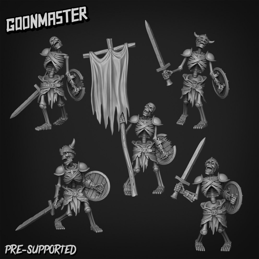 Skeletal Warriors (5 Poses) - Goon Master | UNPAINTED Miniature in ...