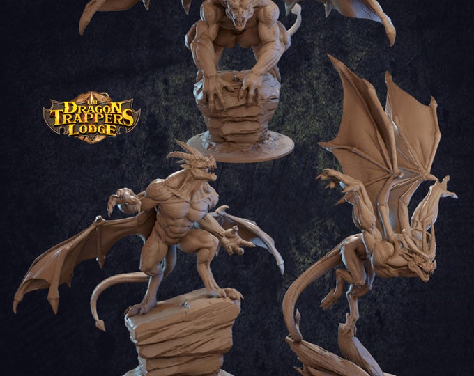 Gargoyles 3 Poses Dragon Trapper's Lodge RPG Miniature in Resin - Etsy