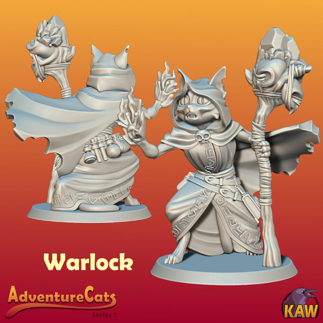 Adventure Cat Warlock RPG Miniature in Resin - Etsy