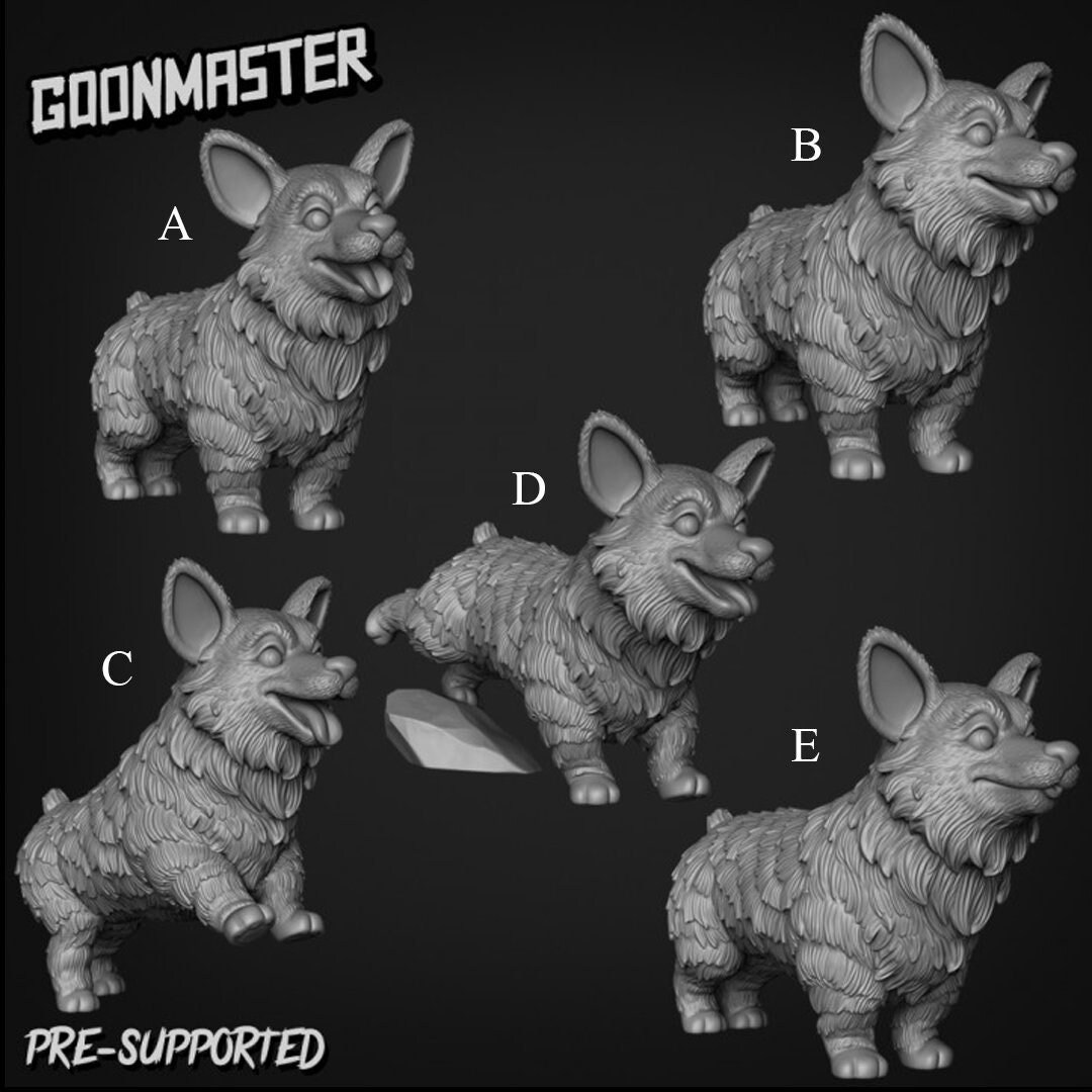 Corgi Pack (5 Poses) | Goon Master | UNPAINTED Miniature in Resin - Etsy