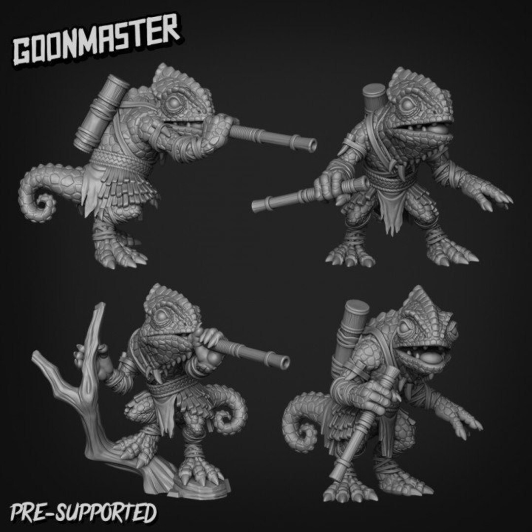 Chameleon Blow Darter (4 Poses) | Goon Master | UNPAINTED Miniature in ...