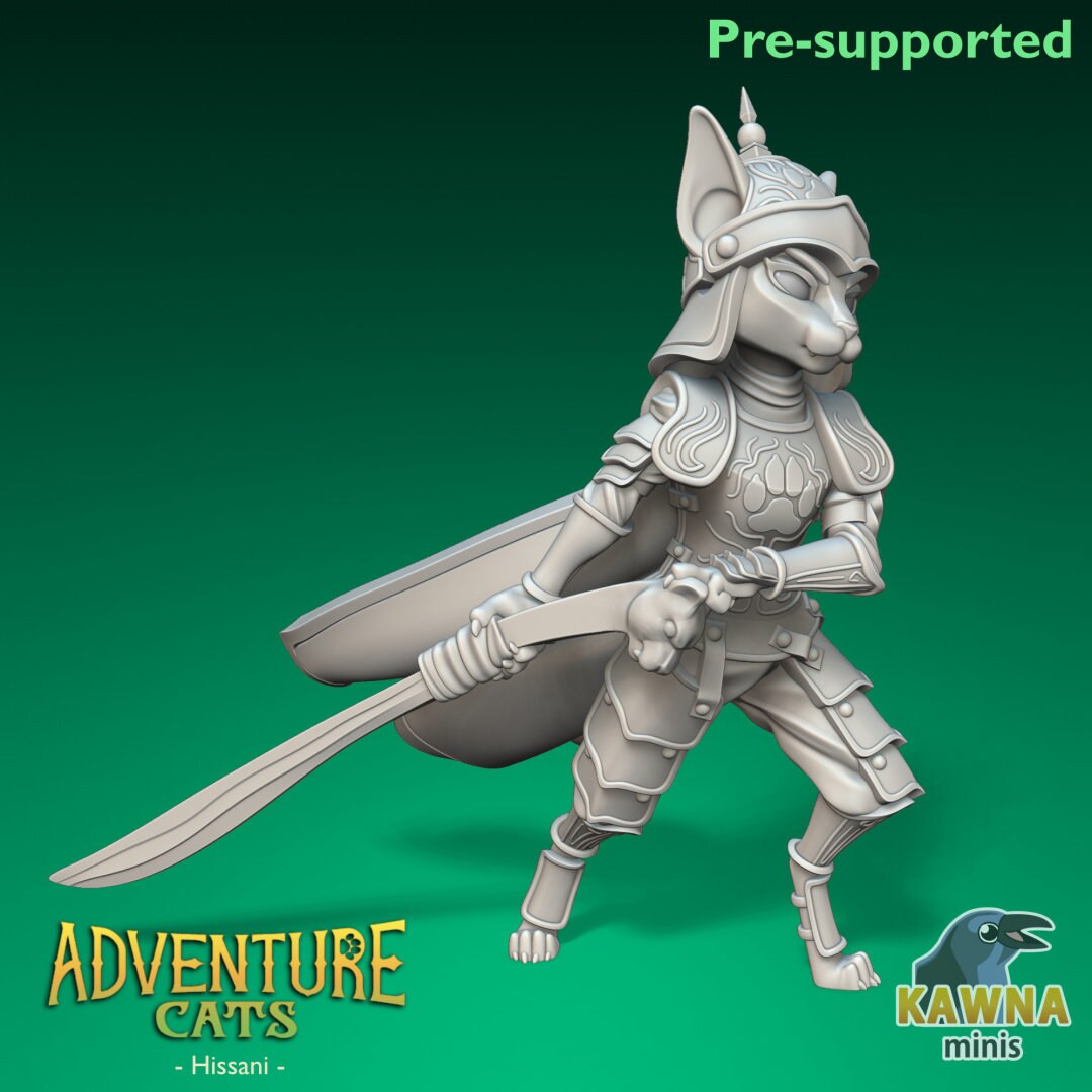 Hissani Paladin Female Cat UNPAINTED Miniature in Resin - Etsy