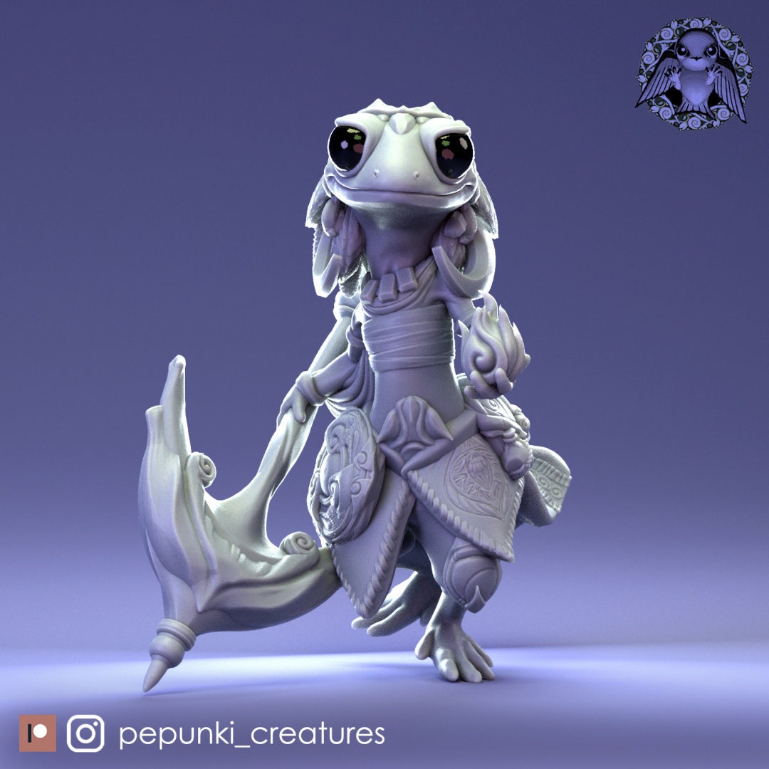 Mage Gecko Pepunki Creatures RPG Miniature in Resin - Etsy