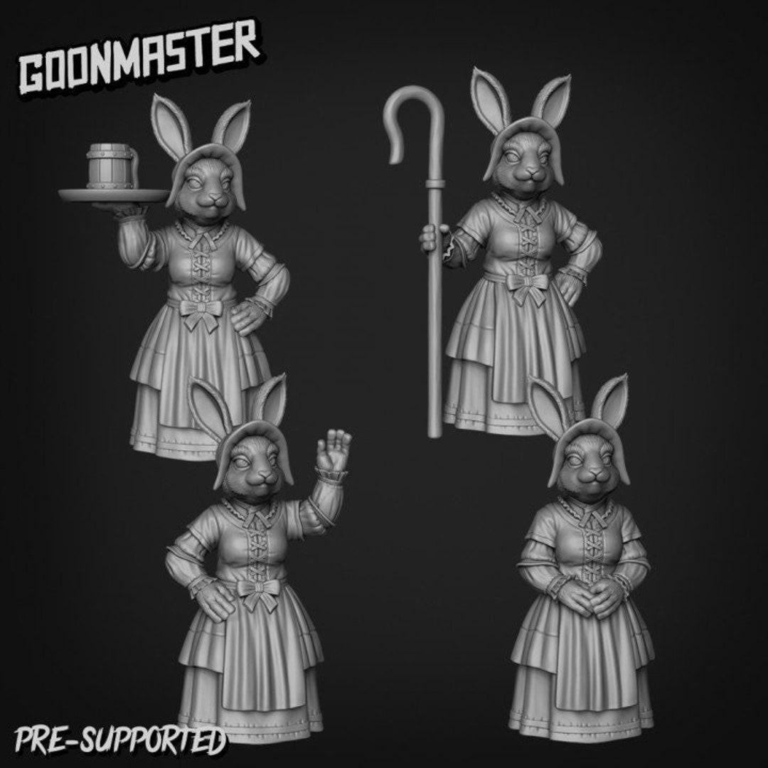 Bunny Villagers 4 Poses Goon Master RPG Miniature in Resin - Etsy