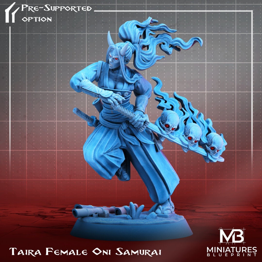 Taira Female Oni Samurai | Miniatures Blueprint | UNPAINTED Miniature ...