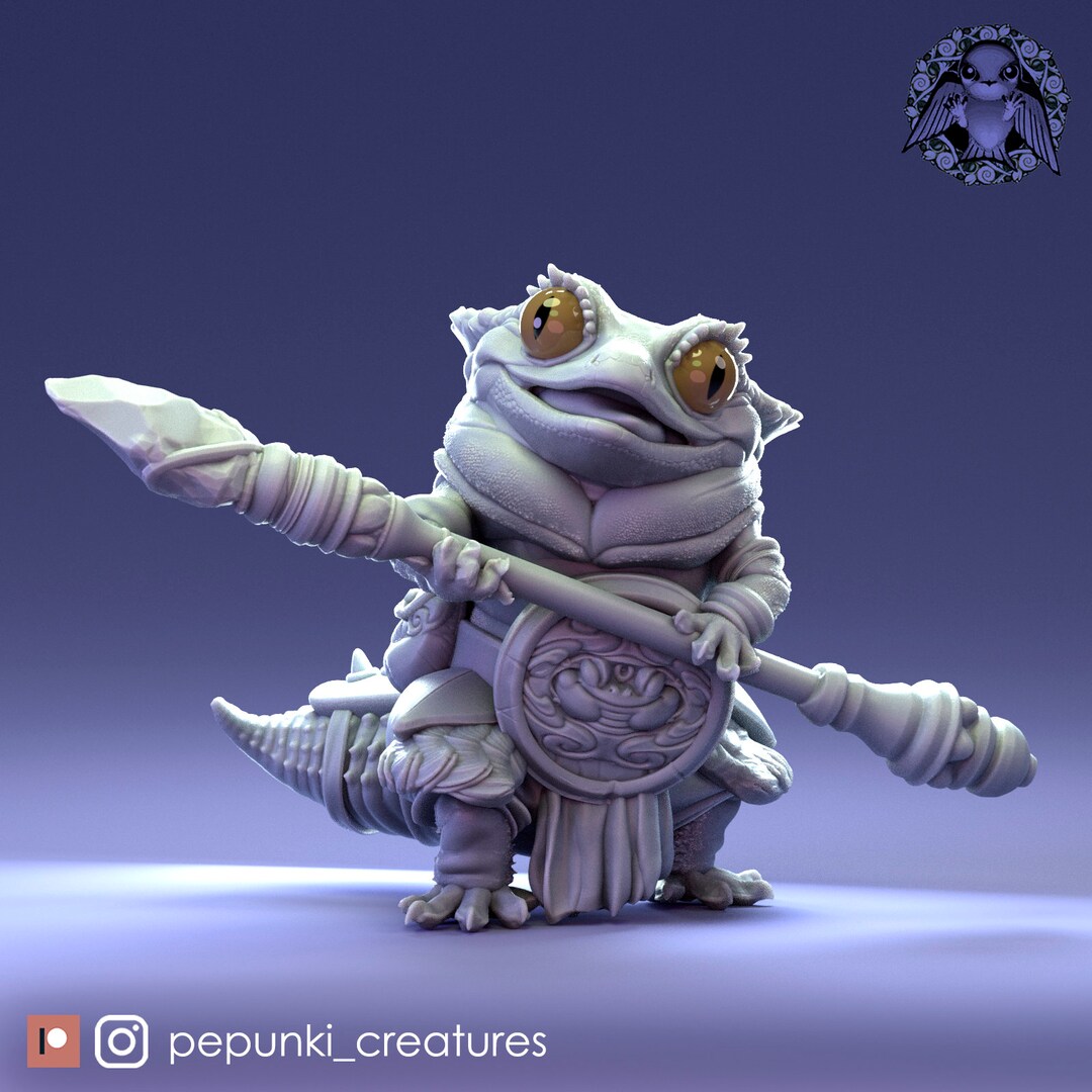 Crested Gecko Spearman (32mm) | Pepunki Creatures | UNPAINTED Miniature ...