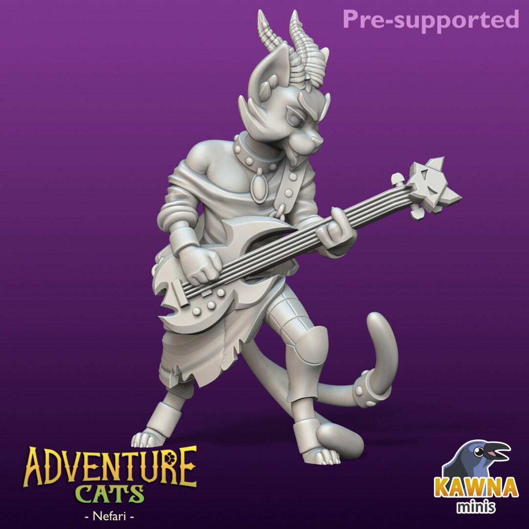 Nefari - Bard - Male Cat | UNPAINTED Miniature in Resin - Etsy
