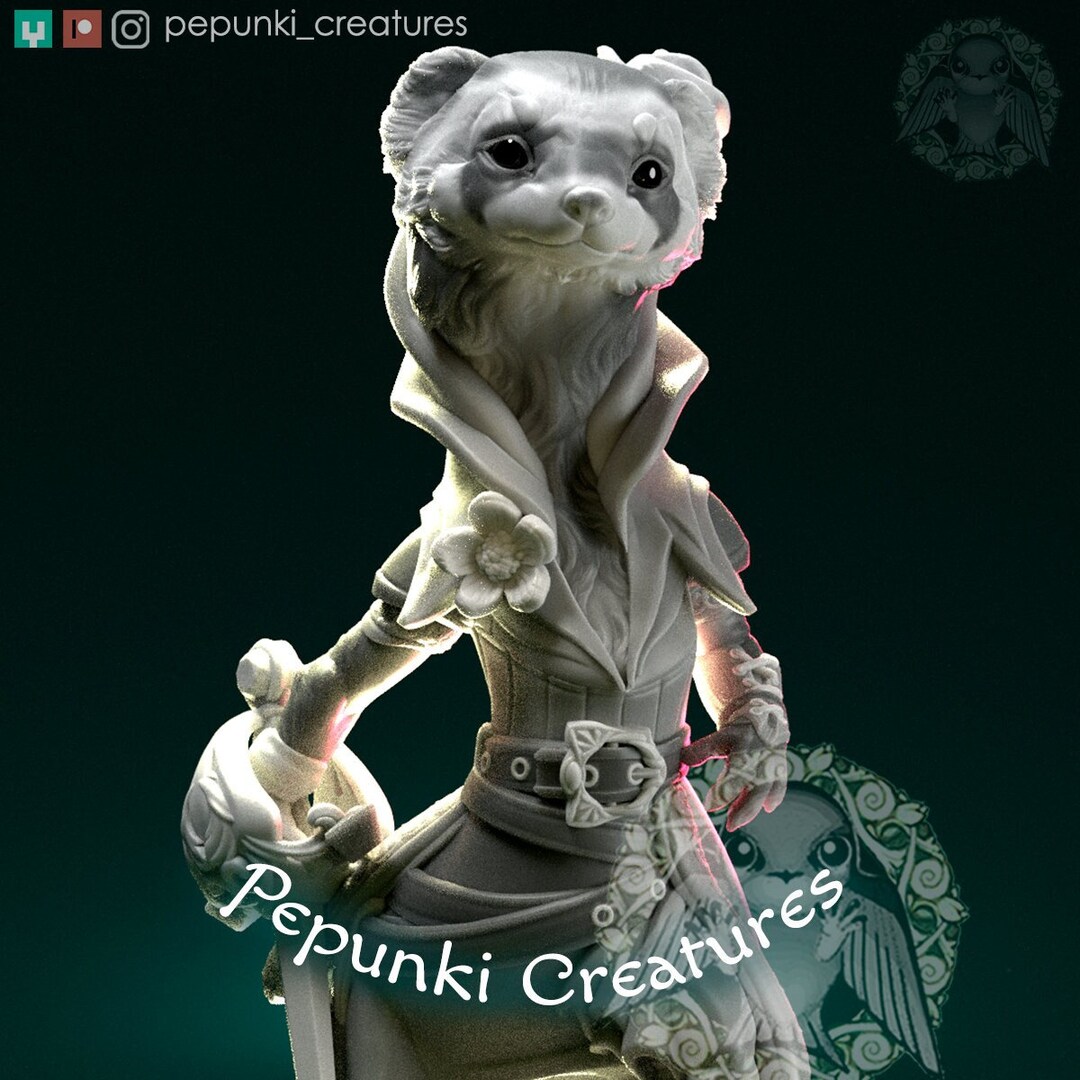Ferret Rogue Lady | Pepunki Creatures | UNPAINTED Miniature in Resin - Etsy