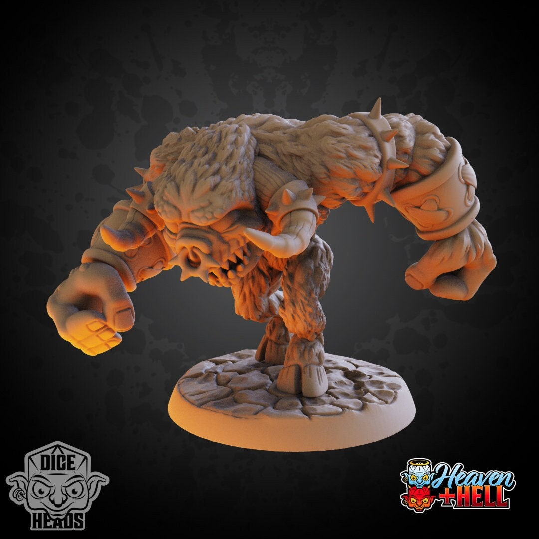 Giant Minotaur Demon Dice Heads Heaven and Hell RPG Miniature in Resin ...